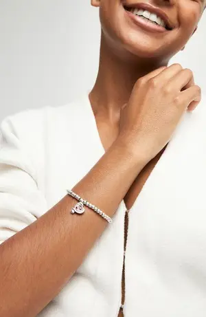 UNODE50 Beaded Stretch Bracelet With Heart And Pink Crystal
