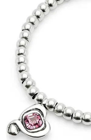 UNODE50 Beaded Stretch Bracelet With Heart And Pink Crystal