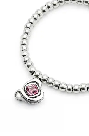 UNODE50 Beaded Stretch Bracelet With Heart And Pink Crystal