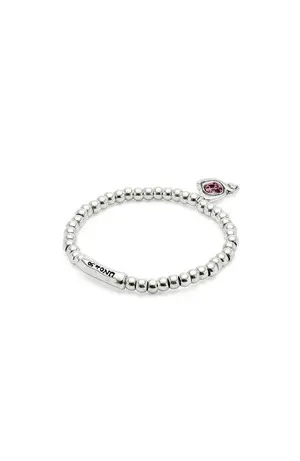 UNODE50 Beaded Stretch Bracelet With Heart And Pink Crystal