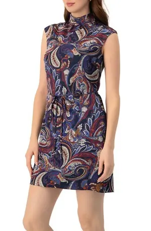 IVONNE Paisley Print Sleeveless Off-shoulder Dress