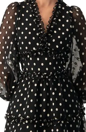 IVONNE Polka Dot Ruffled Mini Dress
