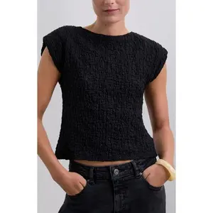 SCALPERS Crinkle Padded Tee - Black