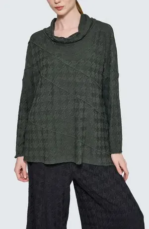 LUUKAA Fleuris Cowl-neck Blouse - Olive