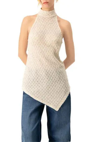 IVONNE Knit Halter Sleeveless Top - Natural