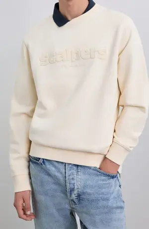 SCALPERS Terry Sweatshirt With Embroidered Skull - Beige