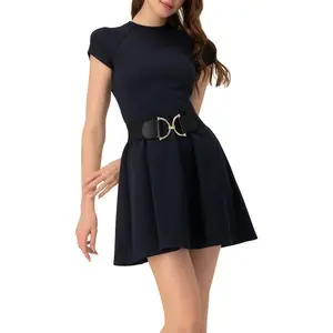 IVONNE A-line Short Sleeve Mini Dress