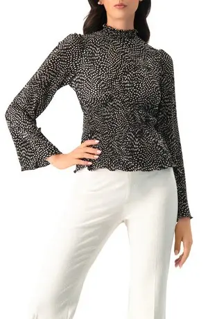 IVONNE Polka Dot Pleated Blouse