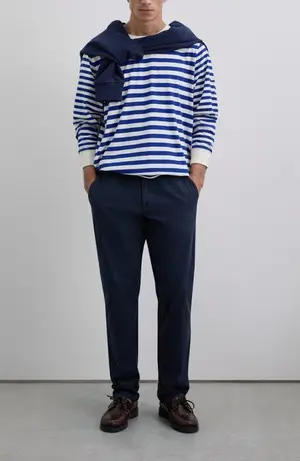 SCALPERS Mixedstriped Ls Tee - Darkblue