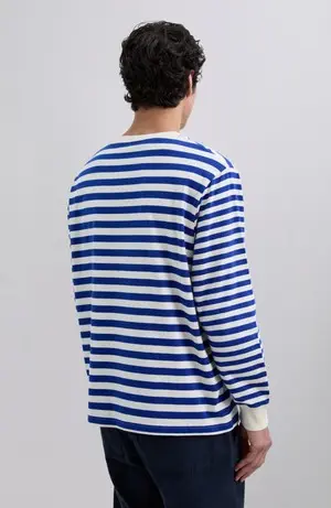 SCALPERS Mixedstriped Ls Tee - Darkblue