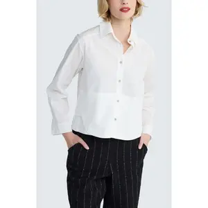 LUUKAA Poplin And Jersey Mixed-media Shirt - Ecru
