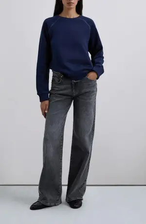 SCALPERS Vertical Logo Cotton Sweatshirt - Navy
