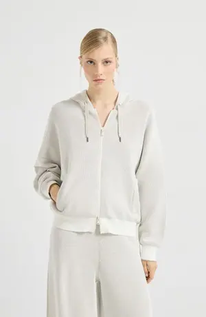 Brunello Cucinelli Honeycomb Stitch Zip-up Hoodie