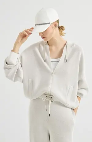 Brunello Cucinelli Honeycomb Stitch Zip-up Hoodie - Panama