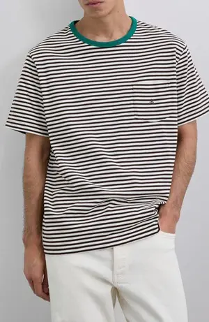 SCALPERS Stripedpocket Tee - Darkbrown