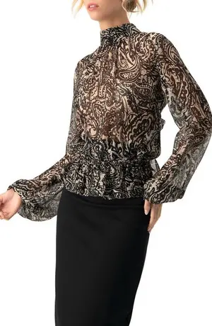 IVONNE High Neck Paisley Print Blouse