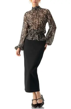 IVONNE High Neck Paisley Print Blouse
