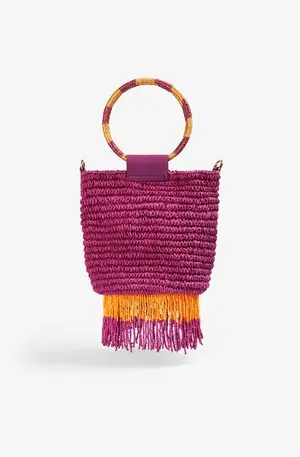 SCALPERS Raffia Handbag With Fringe