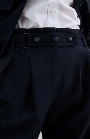 SCALPERS Belted Pinstripe Pants