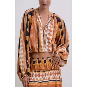 SCALPERS Printed Cotton Cropped Shirt - Multicolor