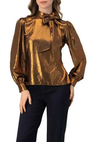 IVONNE Metallic Bow Blouse