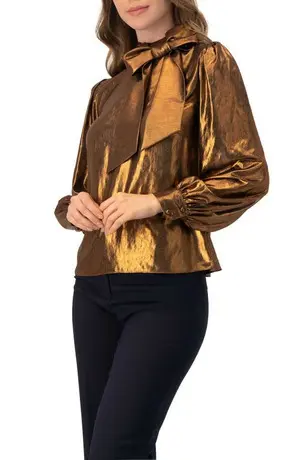 IVONNE Metallic Bow Blouse
