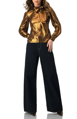 IVONNE Metallic Bow Blouse