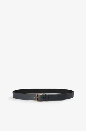 SCALPERS Leather Belt With Skull Detail - Navy