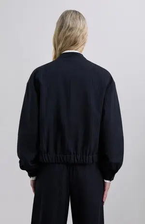 SCALPERS Pinstripe Bomber Jacket - Navystripes