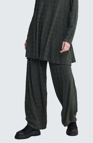 LUUKAA Jacquard Viscose Jersey Balloon Pants - Olive