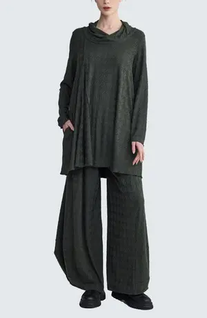 LUUKAA Jacquard Viscose Jersey Balloon Pants - Olive