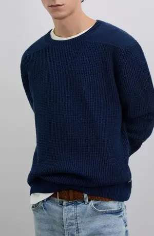 SCALPERS Birming Tricot Sweater - Navy