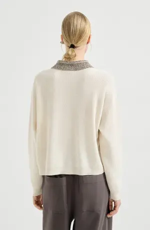 Brunello Cucinelli Polo With Embellished Collar - Beige