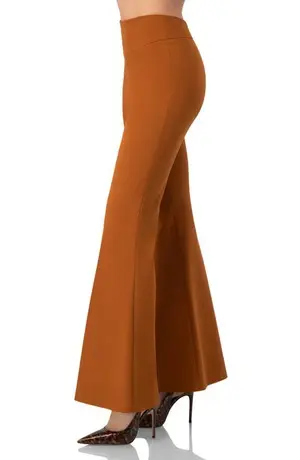 IVONNE Flared Trousers With Wide Waistband - Brown
