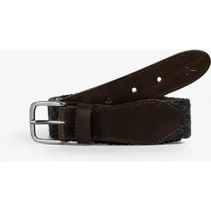 SCALPERS Striped Zigzag Leather Belt - Brown