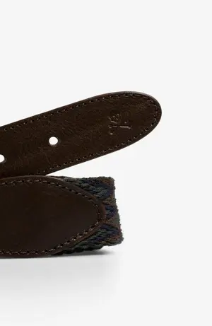 SCALPERS Striped Zigzag Leather Belt - Brown