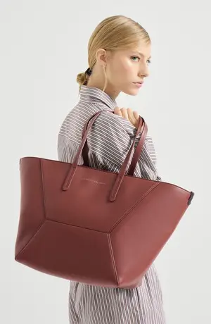 Brunello Cucinelli Calfskin Duo Tote Bag - Red