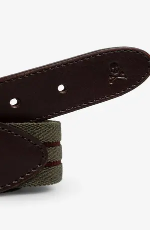 SCALPERS Stripes Elastic Belt - Khaki