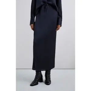 SCALPERS Long Pinstripe Skirt - Navy
