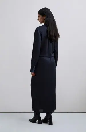SCALPERS Crindi Pinstripe Long Skirt - Navy