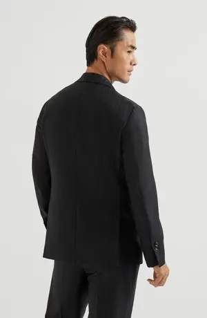 Brunello Cucinelli Chalk Stripe Unconstructed Cavallo Blazer - Black