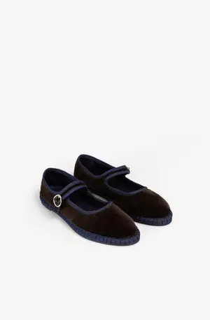 SCALPERS Velvet Strap Slipper - Brownnavy