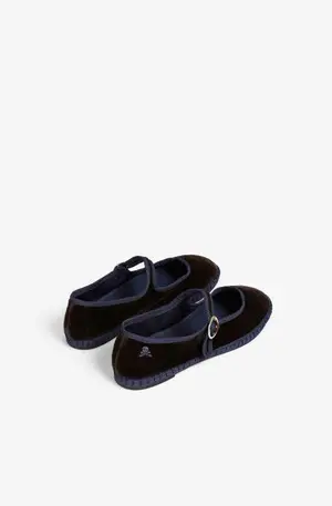 SCALPERS Velvet Strap Slipper - Brownnavy