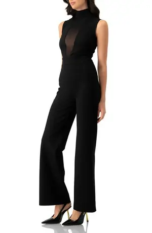 IVONNE High-neck Jumpsuit With Sheer Neckline