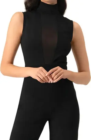 IVONNE High-neck Jumpsuit With Sheer Neckline