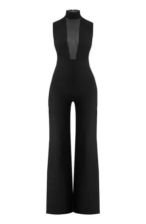 IVONNE High-neck Jumpsuit With Sheer Neckline