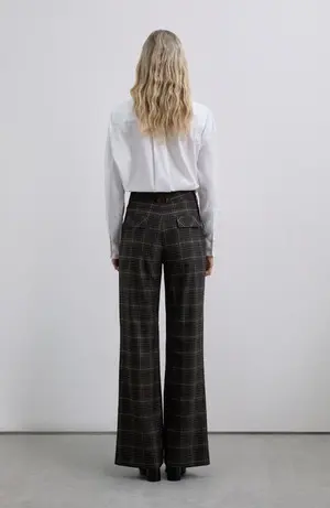 SCALPERS Check Suit Trousers - Browncheck