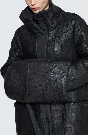 LUUKAA Fiora Voluminous Faux Fur Coat With Hand Muff - Black
