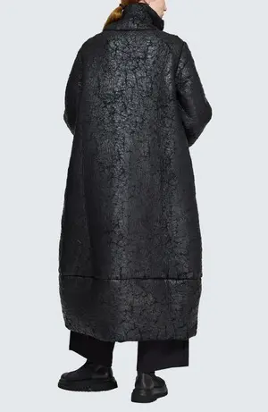 LUUKAA Fiora Voluminous Faux Fur Coat With Hand Muff - Black