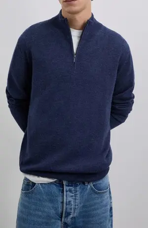SCALPERS Peak Tricot Knit Sweater Navy